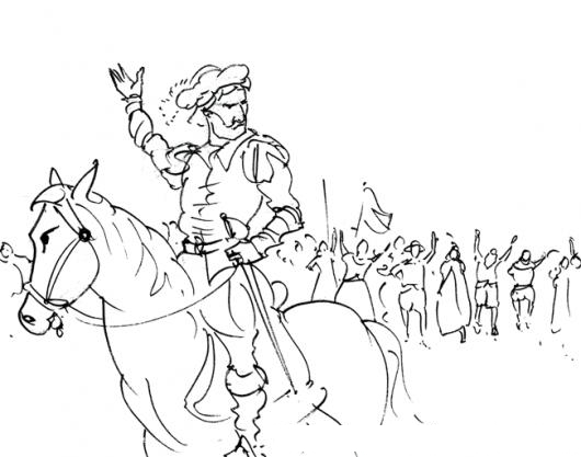 DIBUJO DE GENERAL EN BATALLA EN CABALLO BLANCO PARA PINTAR Y COLOREAR ...