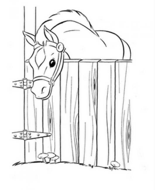 Dibujos Para Colorear De Establos De Caballos